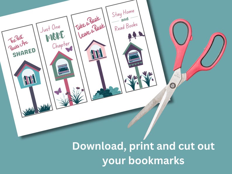 Little Free Library Printable Bookmarks, Instant Download, US Letter ...
