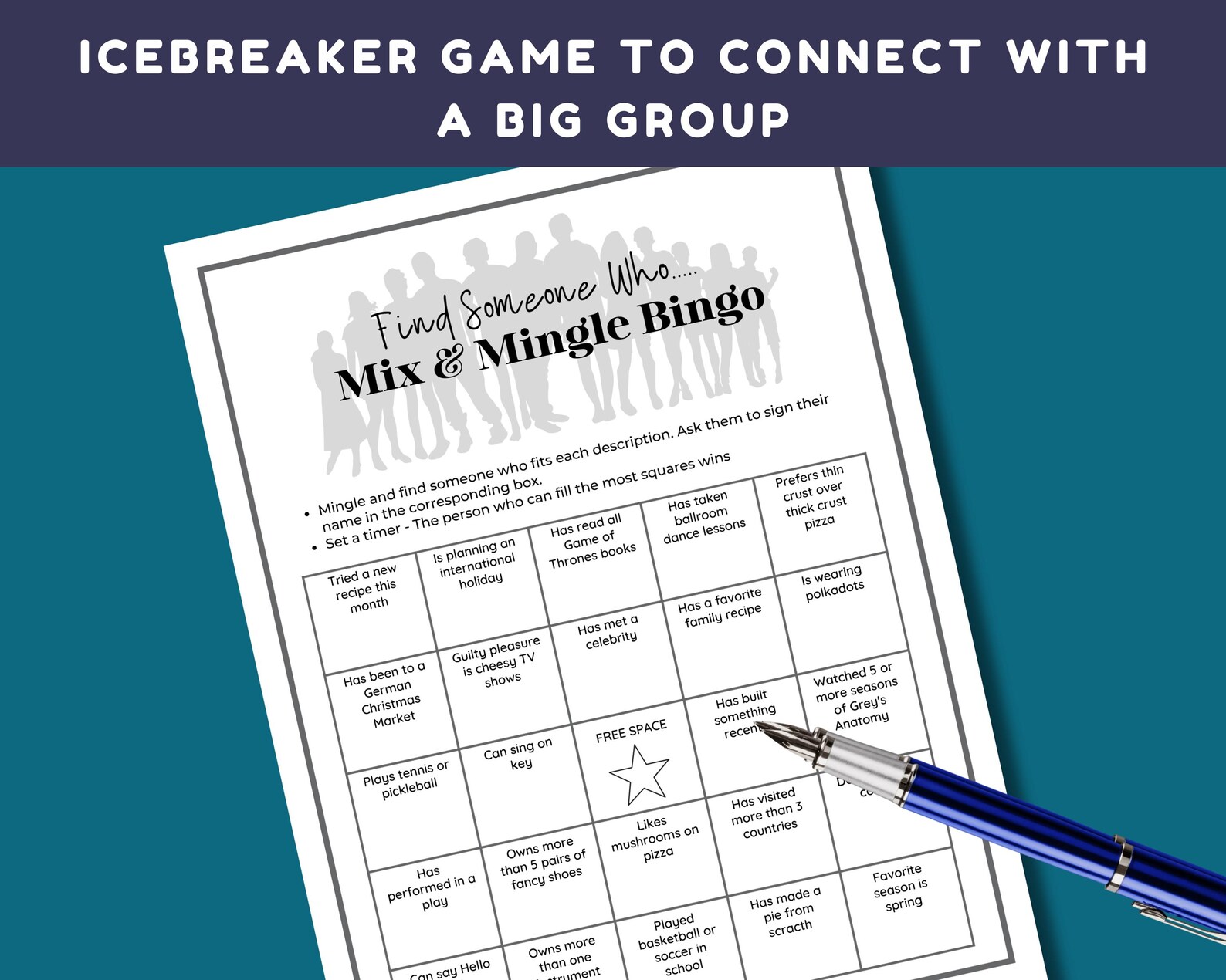 Mix and Mingle Icebreaker Game, Workplace Icebreaker, Reunion ...