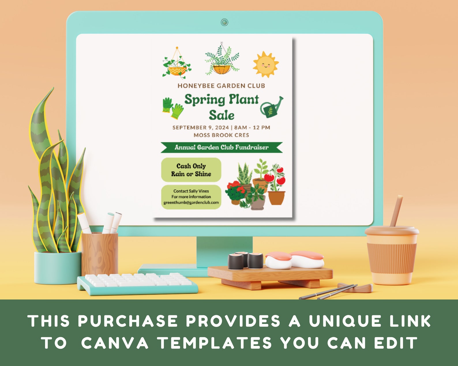 Editable Canva Template for Plant Sale Fundraiser, Garden Club Plant ...