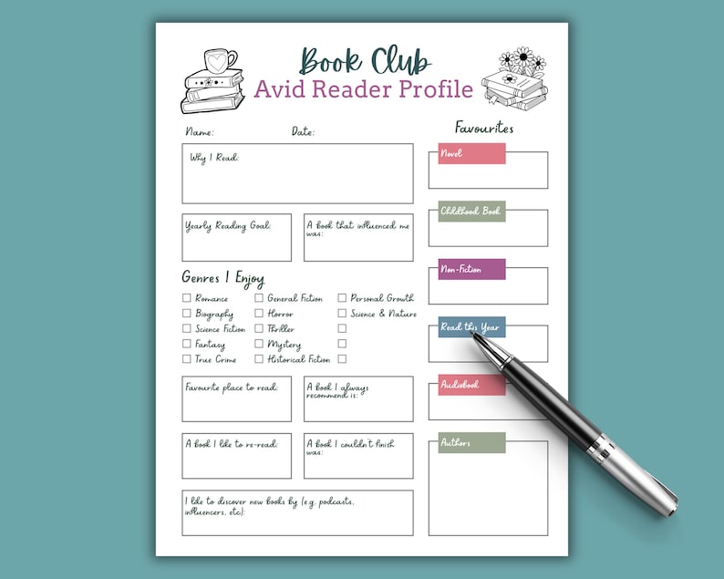 Book Club Survey Questionnaire, Reading Group Survey, Book Club ...