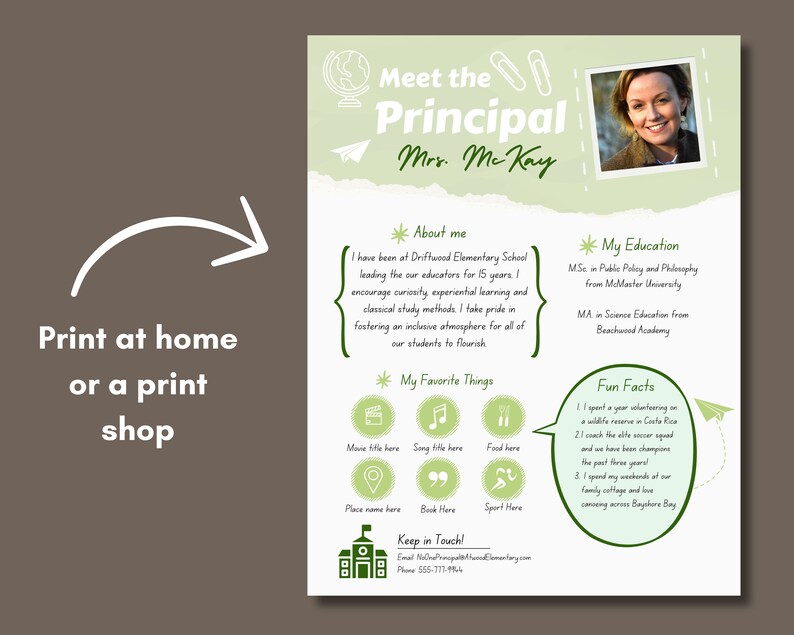 Meet the Principal Editable Template for Canva, Editable and ...