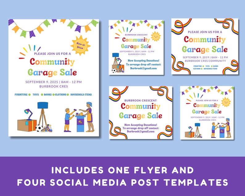 Editable Community Garage Sale Flyer and Social Media Templates ...