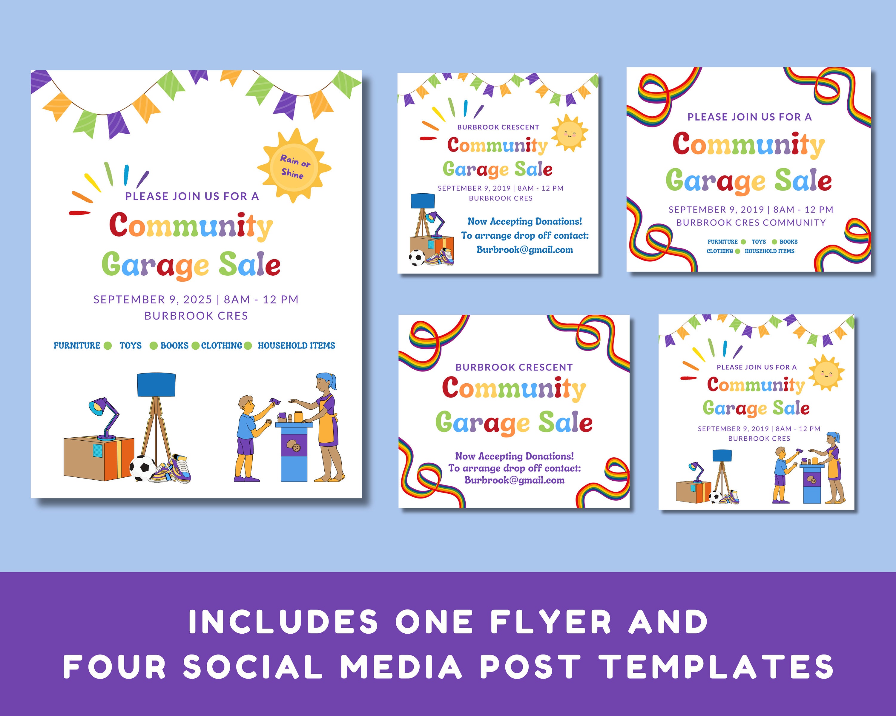 Editable Community Garage Sale Flyer and Social Media Templates ...