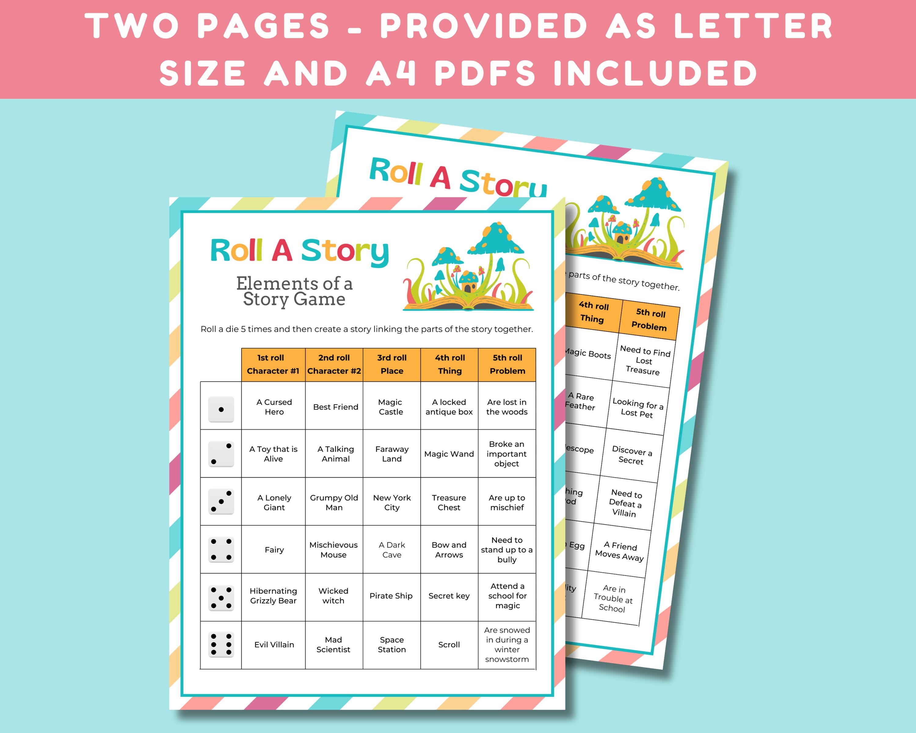 Roll A Story Game, Parts of a Story Creative Writing Game for Classes ...