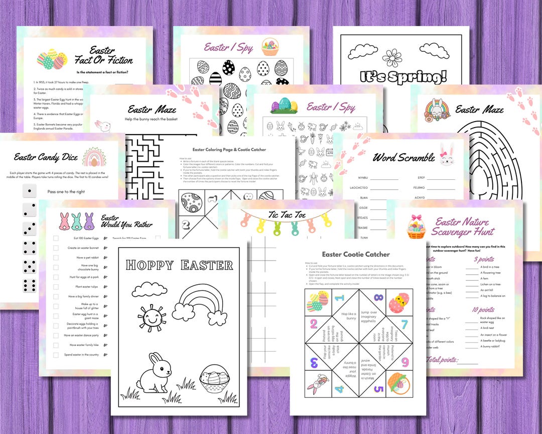 Easter Game Bundle Instant Download, Printable Easter Games for Kids ...