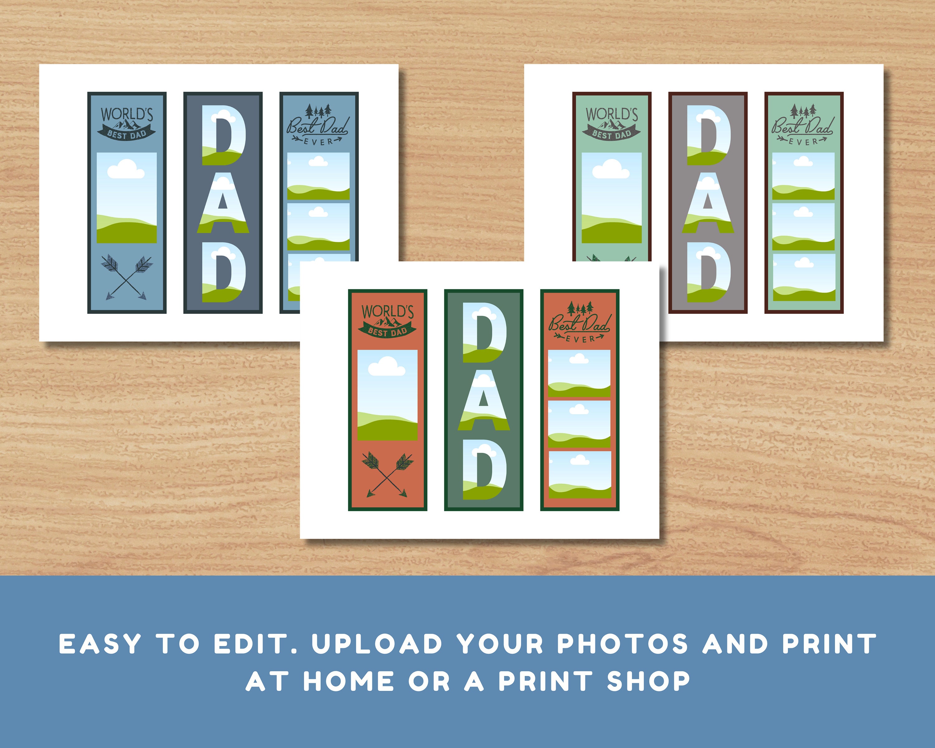 Dad Photo Bookmark Template for Canva, Template for Personal Photo ...