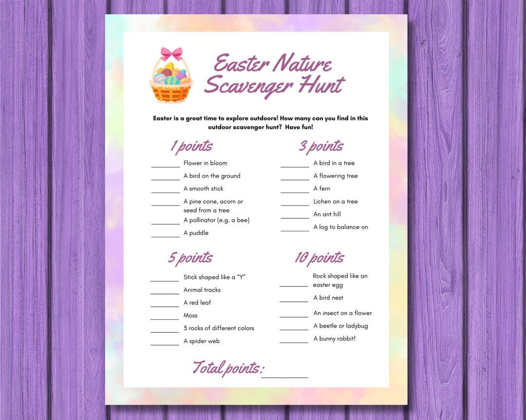 Easter Outdoor Scavenger Hunt, Easter Nature Scavenger Hunt Game for ...