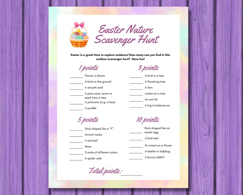 Easter Outdoor Scavenger Hunt, Easter Nature Scavenger Hunt Game for ...