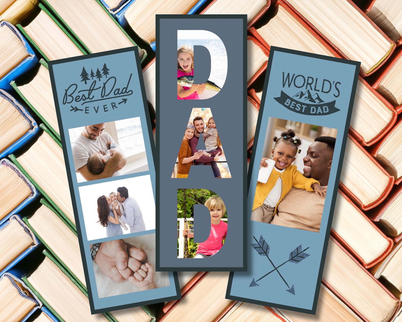 Dad Photo Bookmark Template for Canva, Template for Personal Photo ...