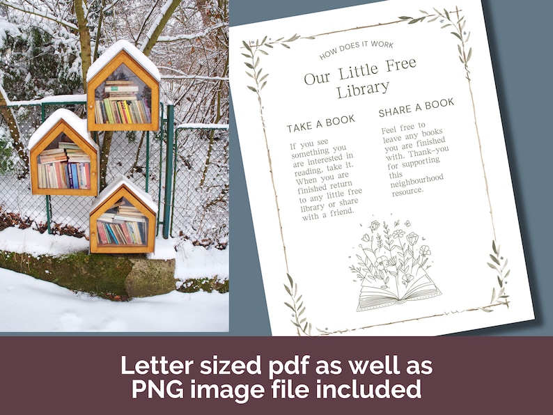 Little Free Library Sign Instant Download, Take a Book Leave a Book ...