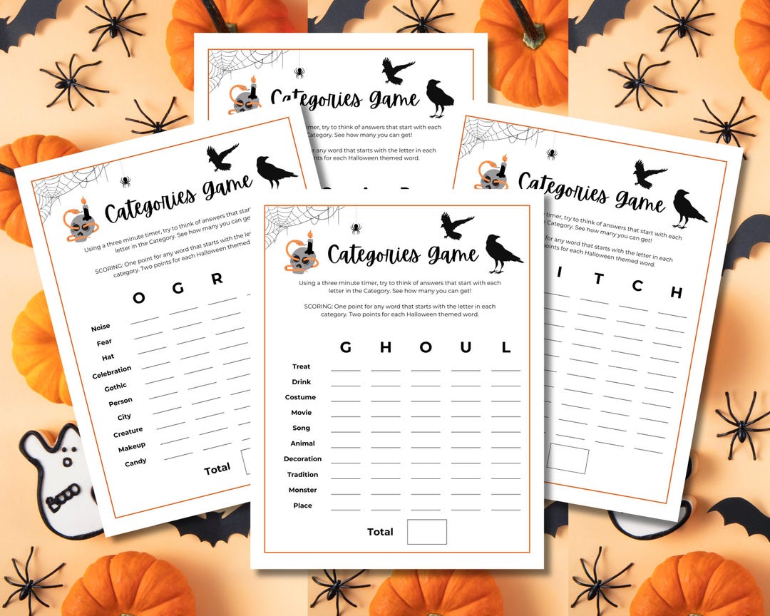 Halloween Categories Game, Instant Download for Parties, Workplace Ice ...