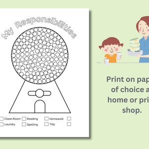 Gumball Machine Responsibility Chart for Kids Instant Download, Chore ...