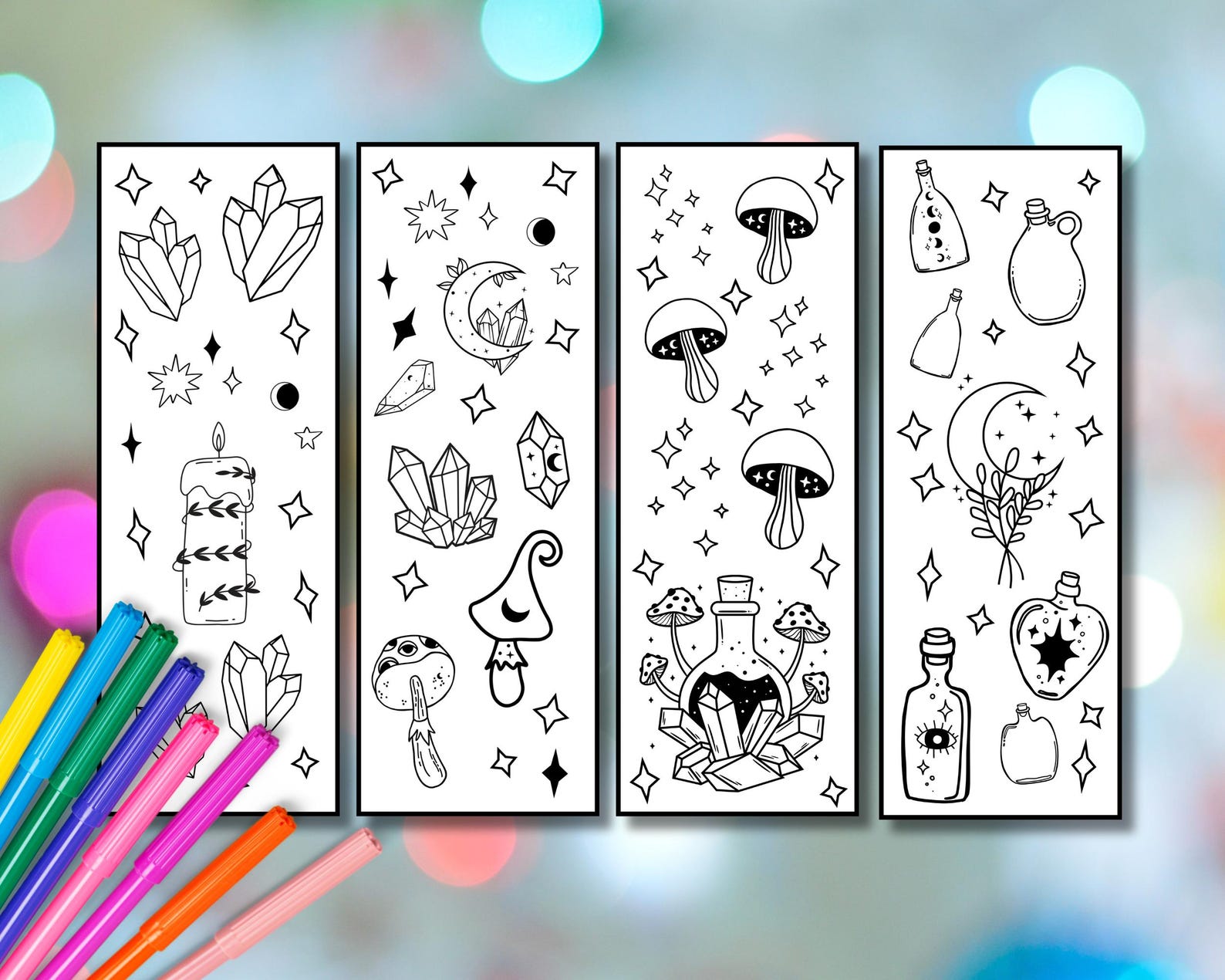 Mystical Coloring Bookmarks, Magical, Witch / Witchcraft Inspired ...