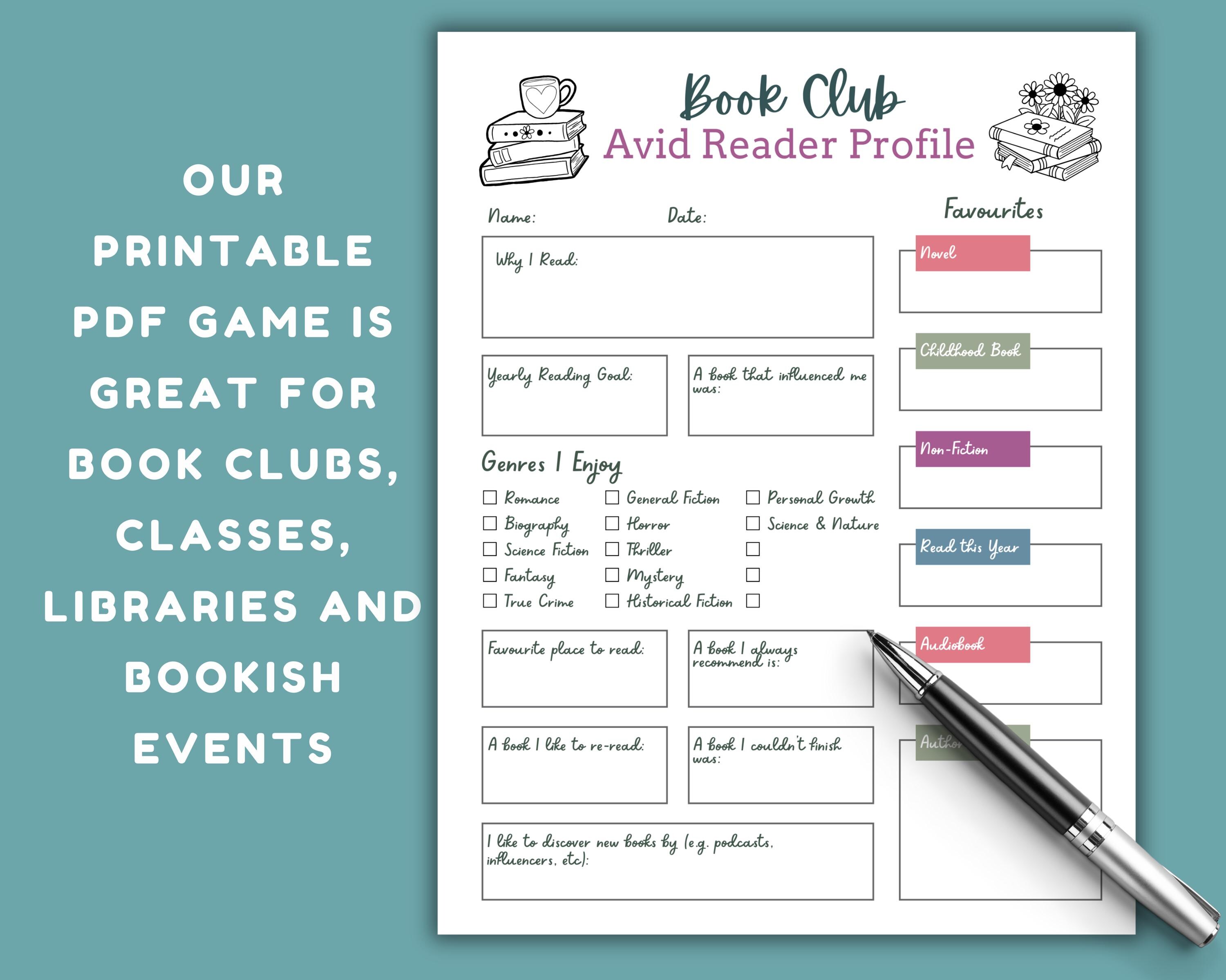 Book Club Survey Questionnaire, Reading Group Survey, Book Club ...