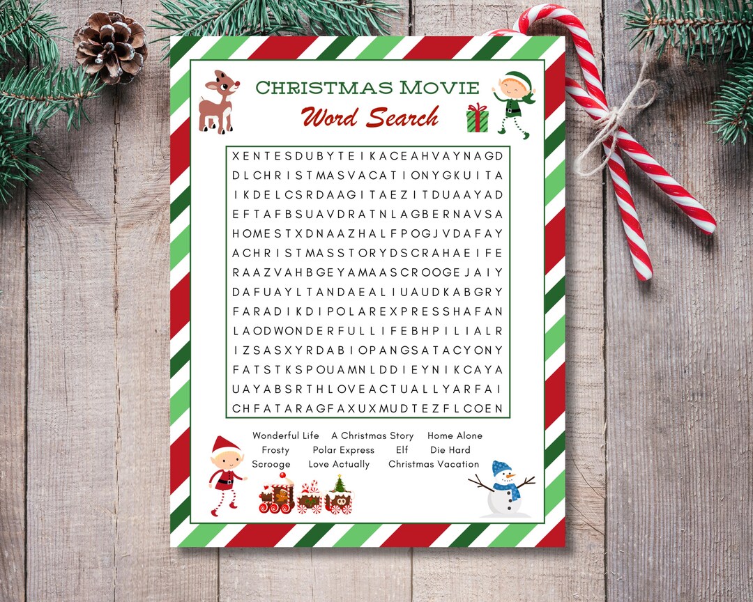 Christmas Movie Word Search, Instant Download, A4 and US Letter Size - Etsy