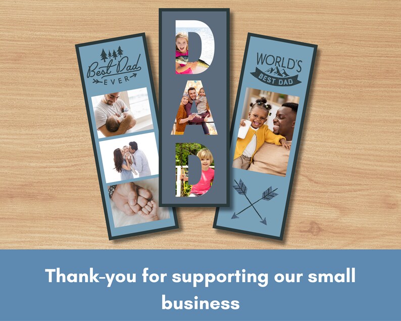 Dad Photo Bookmark Template for Canva, Template for Personal Photo ...