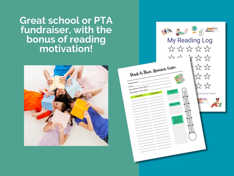 Read-a-thon Fundraising Form and Reading Trackers, Instant Download - Etsy