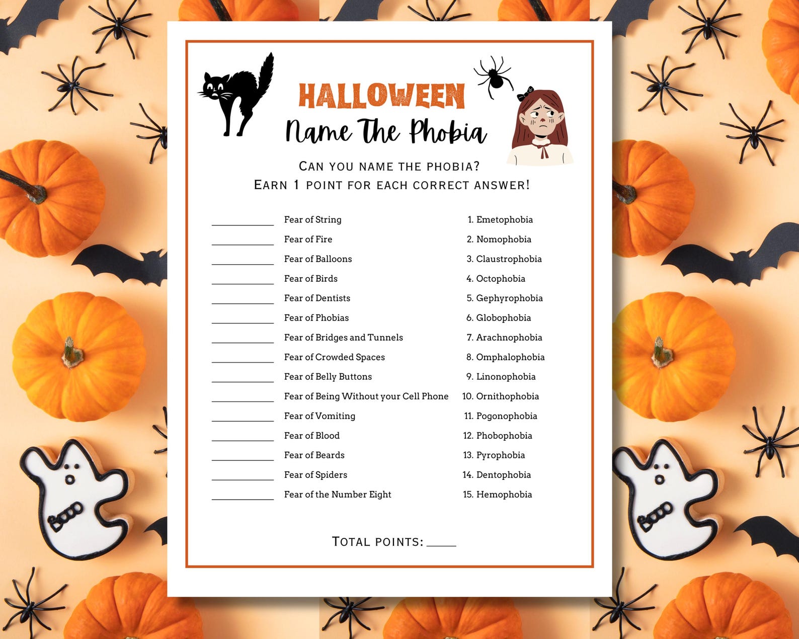 Name the Phobia Halloween Game, Instant Download for Parties, Workplace ...