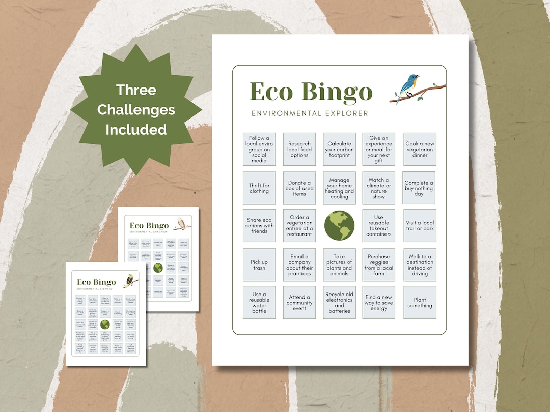 Environmental Bingo Game Sustainability Challenge, Workplace ...