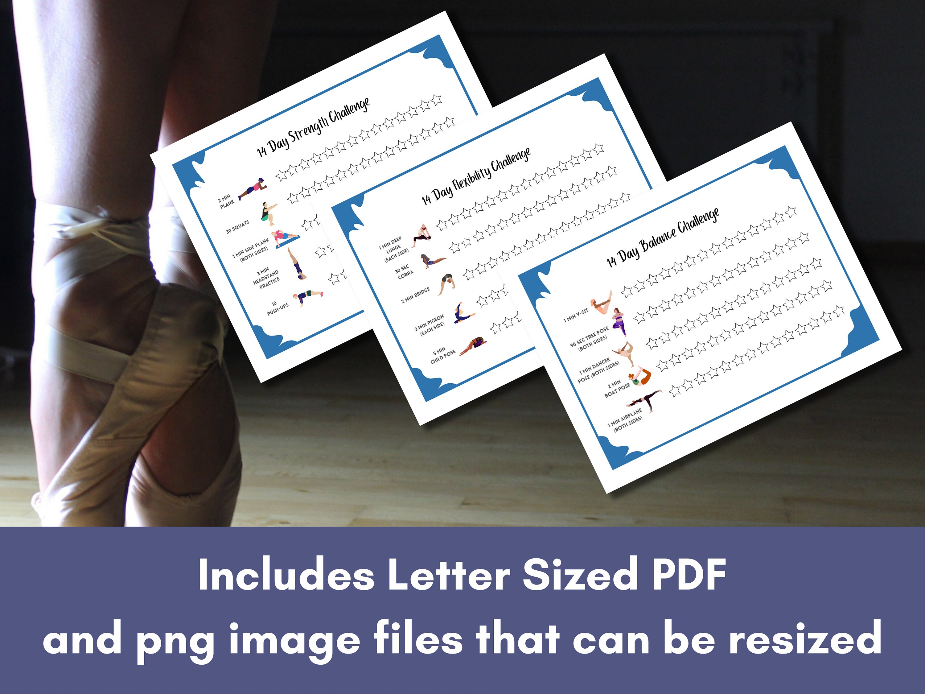 Gymnastics / Dance Training Challenge Cards Printable PDF - Etsy