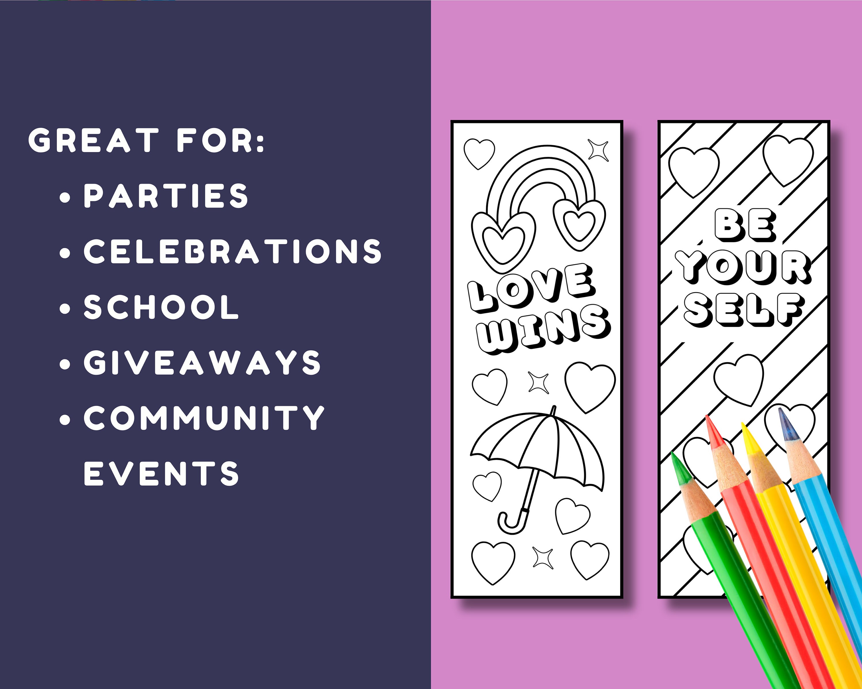 Pride Coloring Bookmarks Instant Download, Love is Love and Love Wins ...