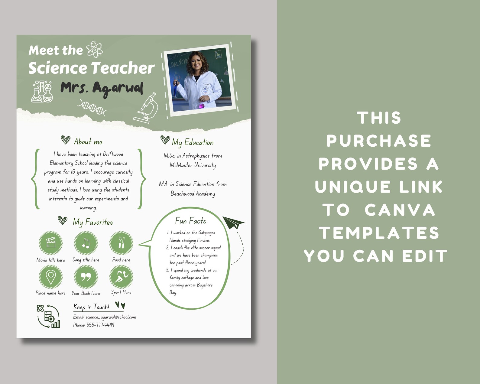 Meet the Science Teacher Template for Canva, Editable and Customizable ...