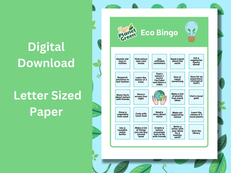 Eco Bingo Challenge, Earth Day Bingo, Environmental Studies Challenge ...