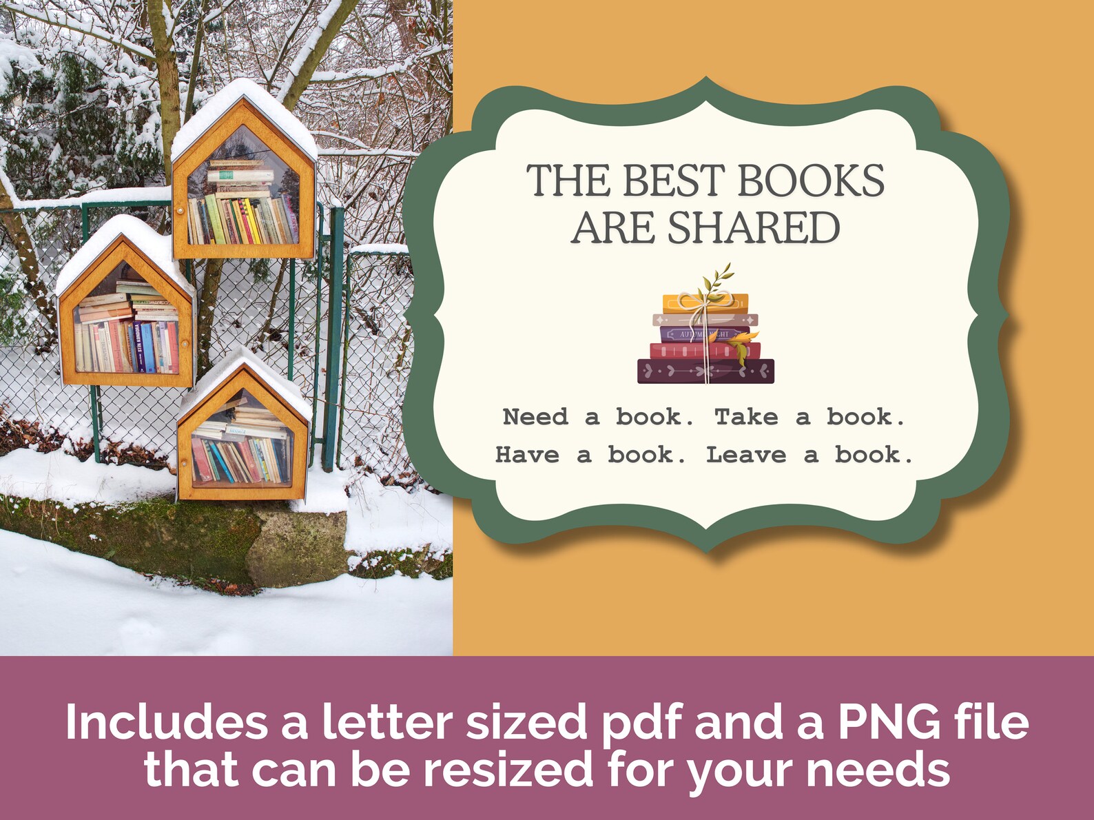 Little Free Library Sign Instant Download, Community Library Sign, PDF ...