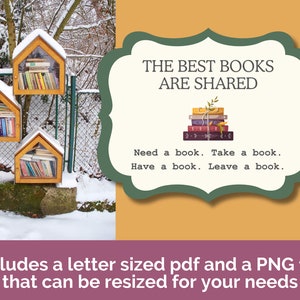 Little Free Library Sign Instant Download, Community Library Sign, PDF ...