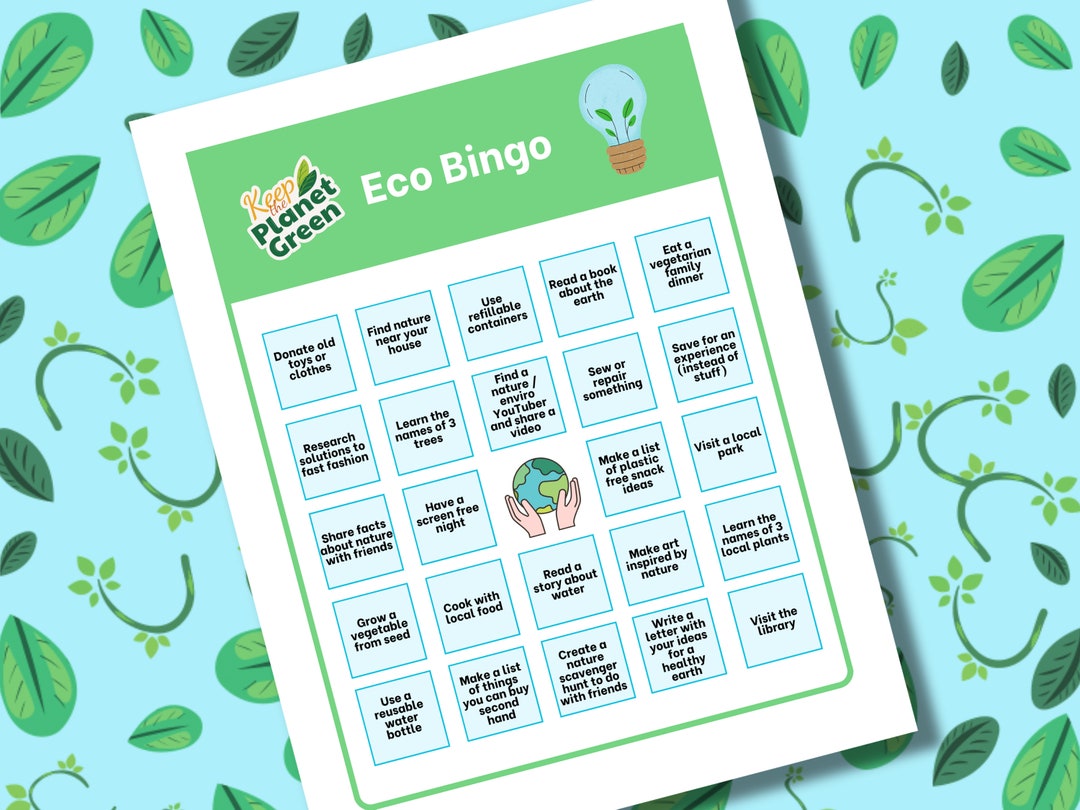 Eco Bingo Challenge, Earth Day Bingo, Environmental Studies Challenge ...
