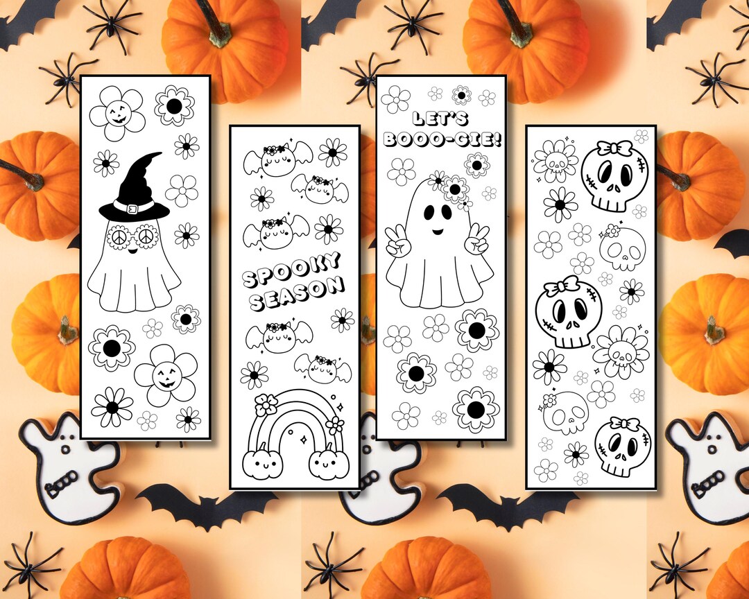 Groovy Ghost Coloring Bookmarks for Halloween, Coloring for Kids and ...