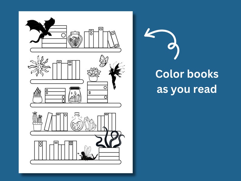 Bookshelf Reading Log Tracker Bundle, 50 Books, Fantasy, Science and ...