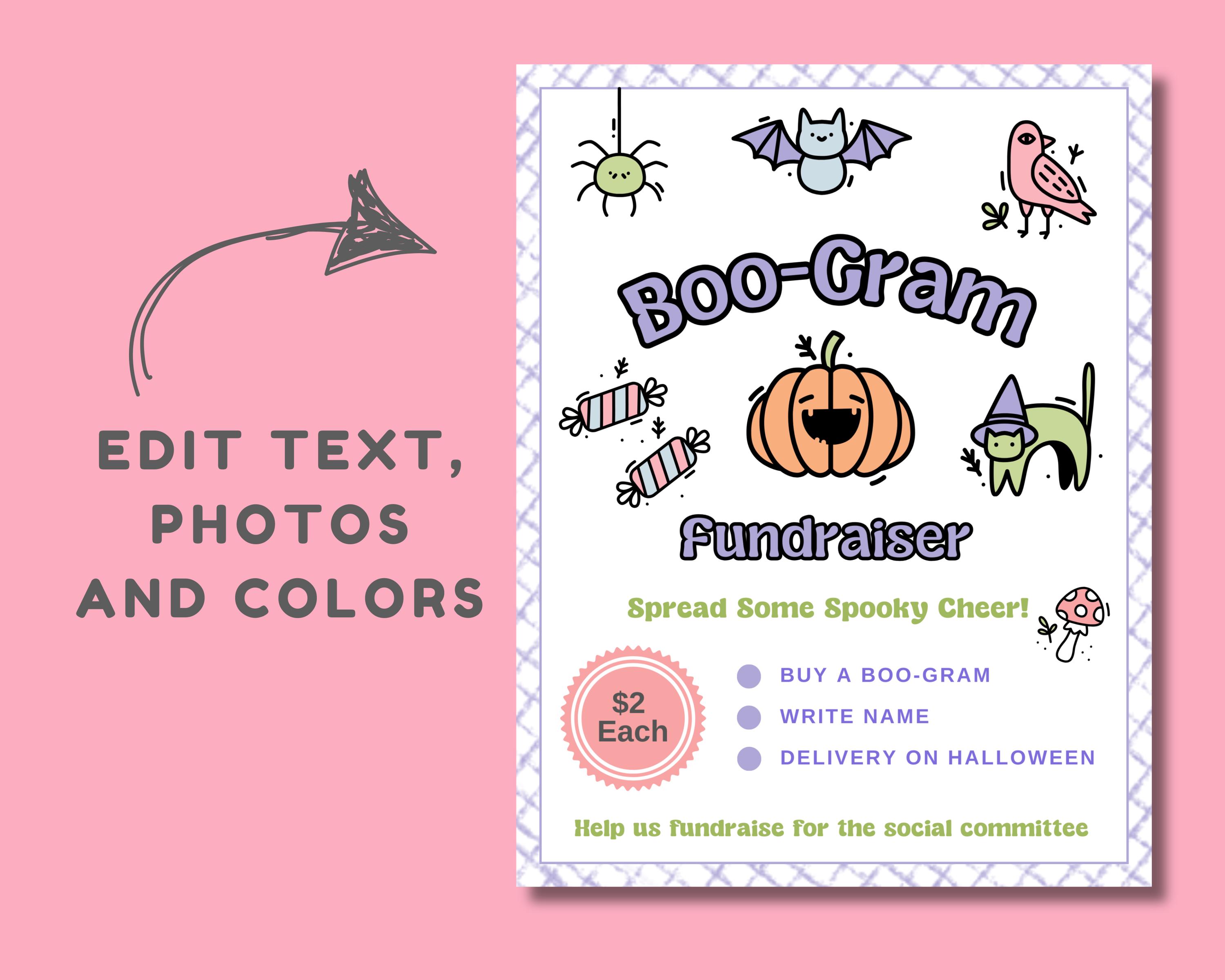 Editable Boo Gram / Candy Gram Fundraiser Template for Canva ...