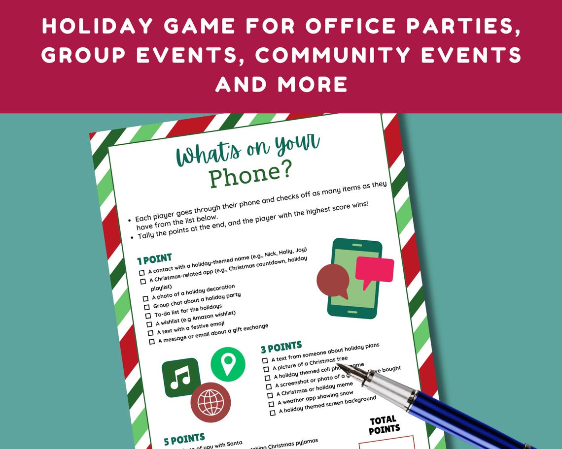 What's on Your Phone Game for Holiday Parties, Office Christmas Parties ...