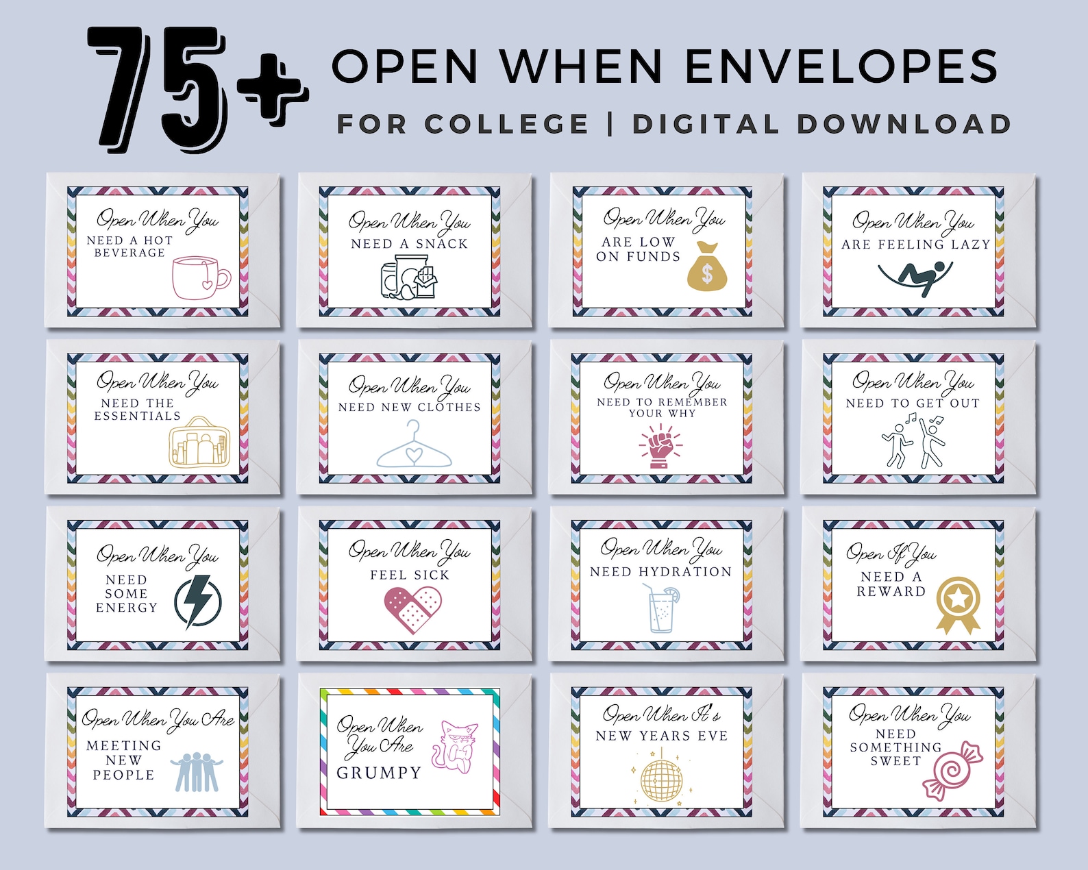 College Open When Envelope Labels, Open If Gift Envelopes for Going ...