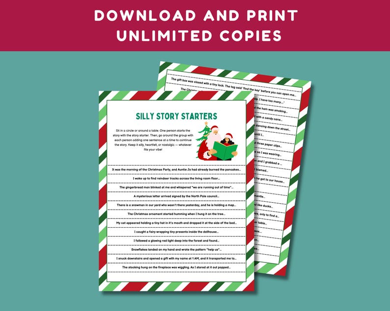 Christmas Silly Story Starters: 50 Printable Holiday Storytelling ...