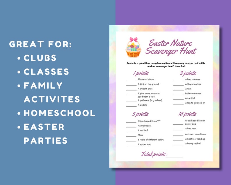 Easter Outdoor Scavenger Hunt, Easter Nature Scavenger Hunt Game for ...