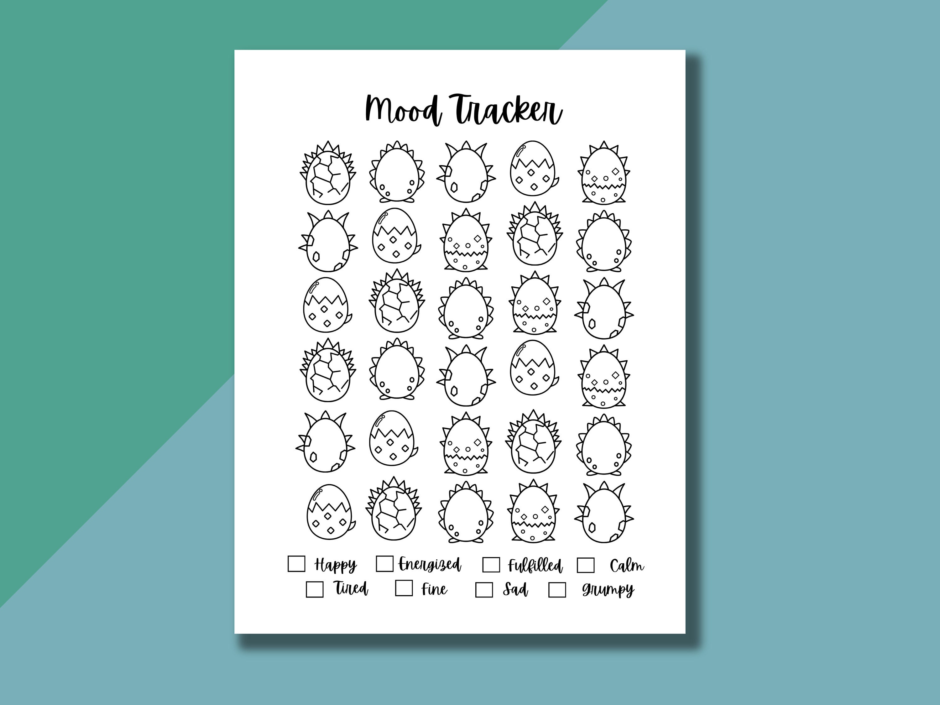 Dragon Egg Mood Tracker Journal Page Instant Download, Fantasy Mood ...