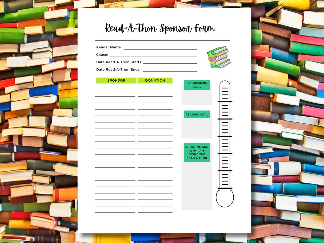 Read-a-thon Fundraising Form and Reading Trackers, Instant Download - Etsy
