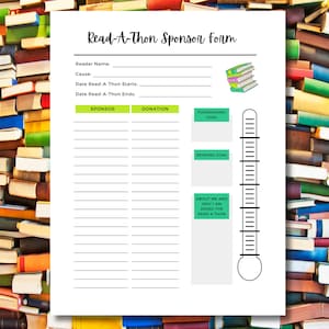 Read-a-thon Fundraising Form and Reading Trackers, Instant Download - Etsy