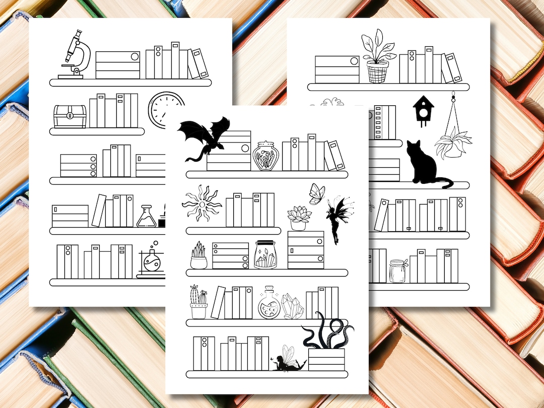 Bookshelf Reading Log Tracker Bundle, 50 Books, Fantasy, Science and ...