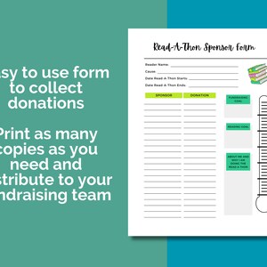 Read-a-thon Fundraising Form and Reading Trackers, Instant Download - Etsy