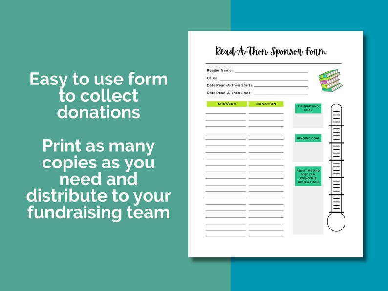 Read-a-thon Fundraising Form and Reading Trackers, Instant Download - Etsy