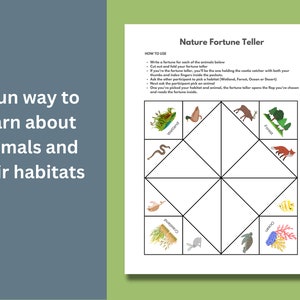 Nature Cootie Catcher, Animal and Habitat Fortune Teller, Summer Camp ...