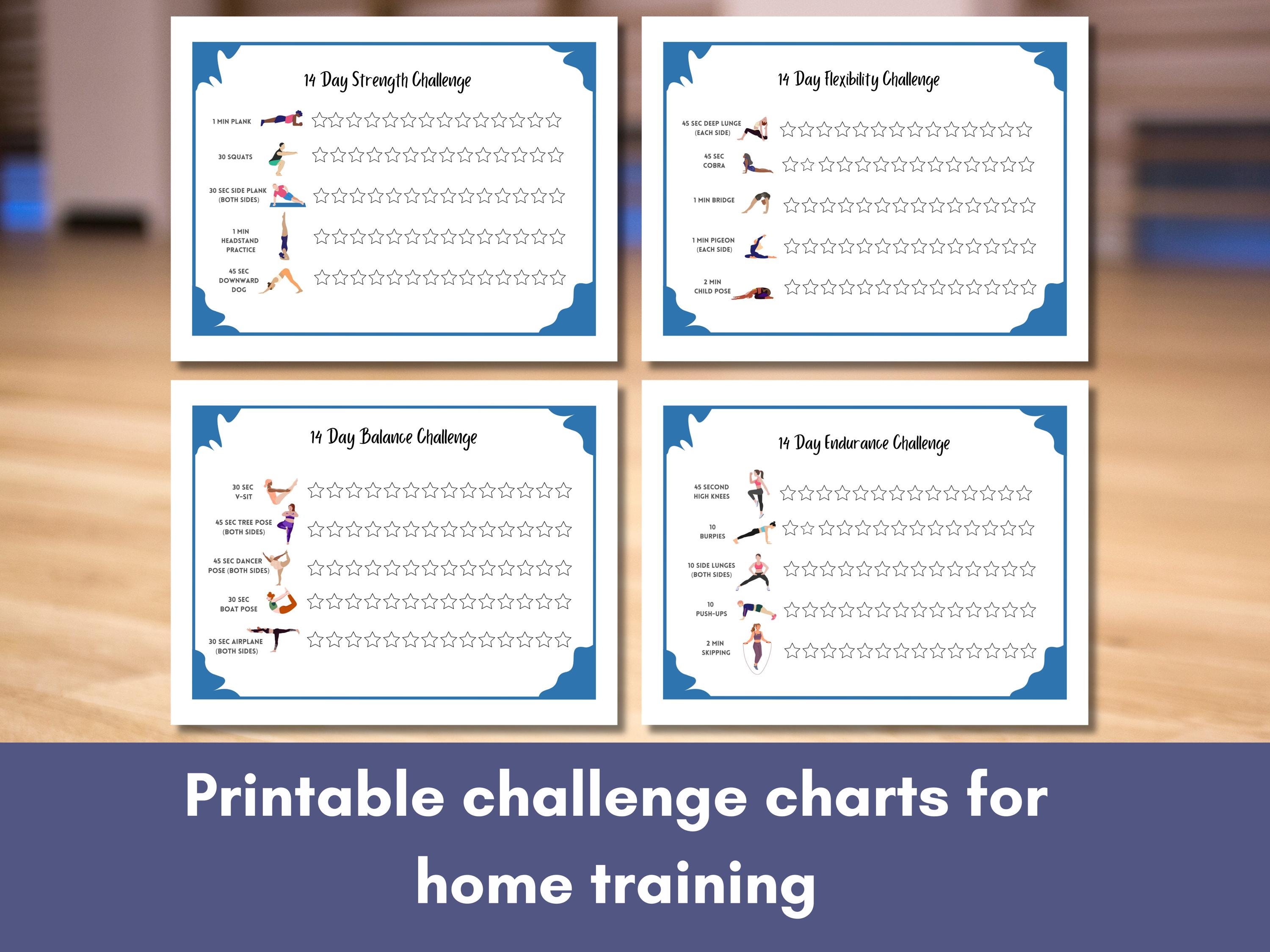 Gymnastics / Dance Training Challenge Charts for Home Workout Training ...