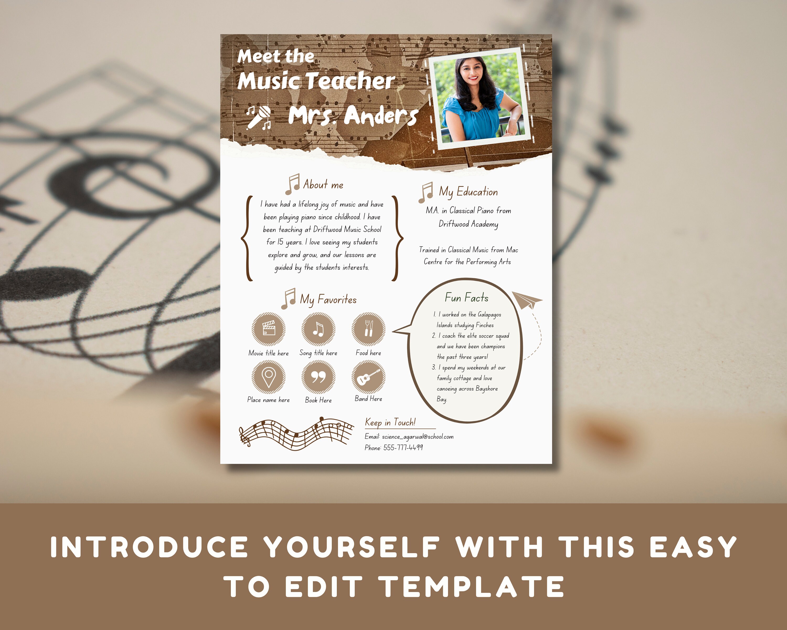 Meet the Music Teacher Editable Template for Canva, Editable and ...