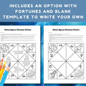 Outer Space Fortune Teller / Cootie Catcher Coloring Page, Instant ...