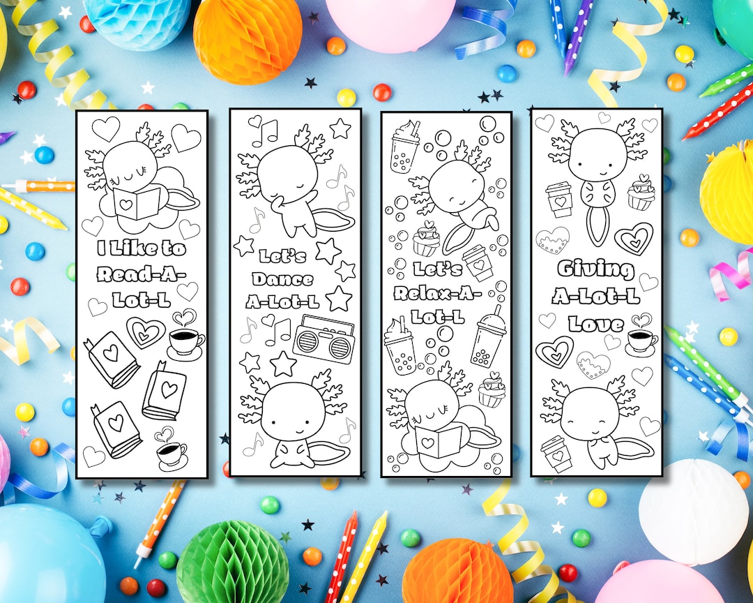 Axolotl Coloring Bookmark Instant Download, Printable Coloring Bookmark ...