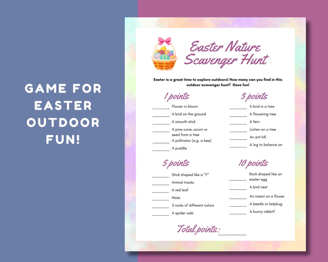 Easter Outdoor Scavenger Hunt, Easter Nature Scavenger Hunt Game for ...