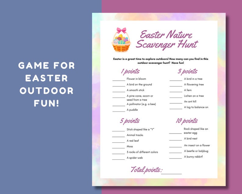 Easter Outdoor Scavenger Hunt, Easter Nature Scavenger Hunt Game for ...